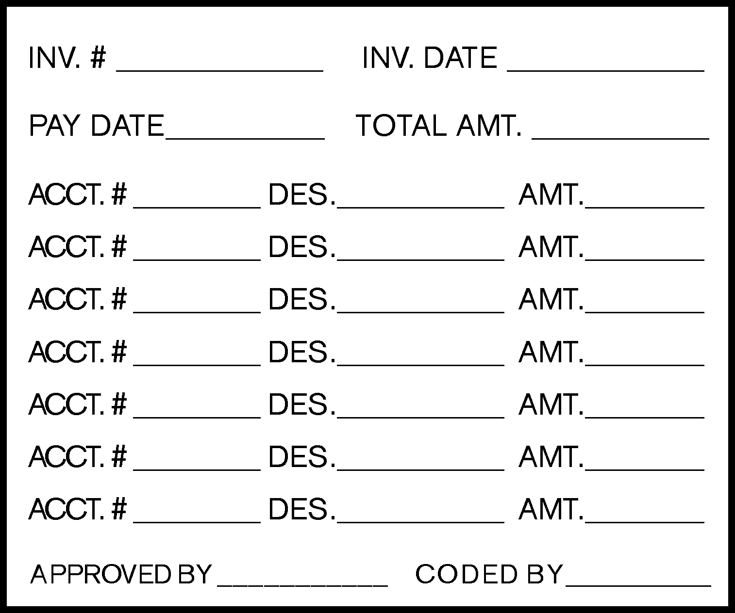 Invoice Coding Rubber Stamp 2 1 2 By 3 Invoice Coding Rubber Stamp 2 1 2 By 3